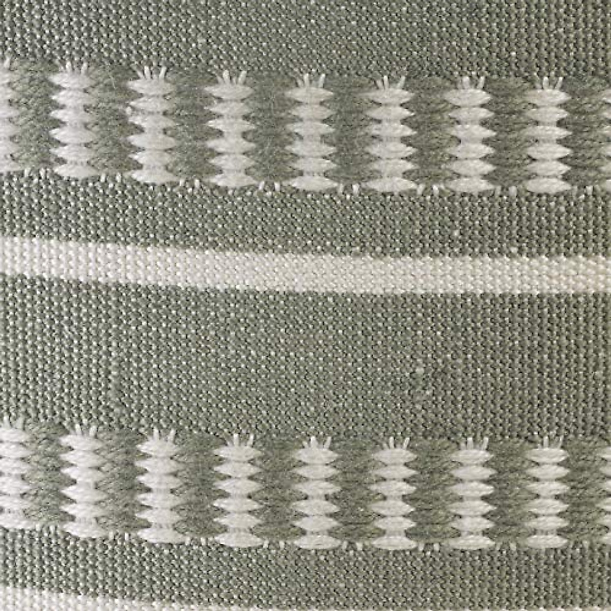 LR Home Dash and Stripe Geometric Indoor Outdoor Pouf, Green/White, 20" x 20" x 20"