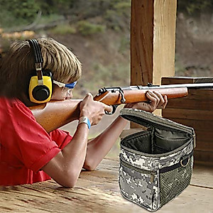 GEEKRIA Travel Portable Bag Compatible with Awesafe Electronic Shooting Earmuff, Howard Leight Impact Sport OD Electric Earmuff Replacement Protective Carrying Case (Camouflage)