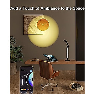HCYHNB Smart Table Lamp Works with Alexa Google Home, Swing Arm Desk Lamp with Rotatable Body, APP Control DIY Lighting Modes & Music Sync, Dimmable Night Light for Kids Adults