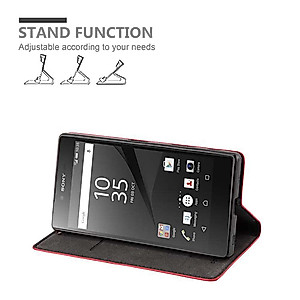 Cadorabo Book Case Compatible with Sony Xperia Z5 Premium in Apple RED - with Magnetic Closure, Stand Function and Card Slot - Wallet Etui Cover Pouch PU Leather Flip
