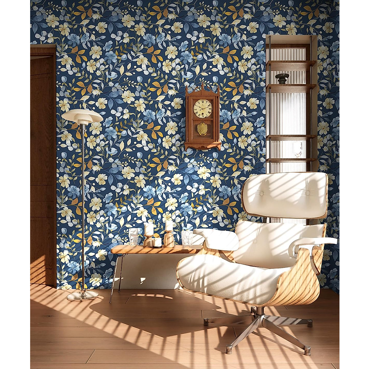 Luvdecor Peel and Stick Boho Wallpaper Removable Wallpaper Renter Friendly Wallpaper for Bedroom Bathroom Leaf Floral Contact Paper for Cabinet Accent Wall Home Decor 17.7 * 118 in
