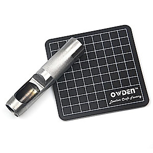 OWDEN 12Piece Leather Hole Punch Set with a Free Cutting mat,Leather Tool,Leather Hollow Punch Set, Round Hole Punch Set,Cut Leather Rubber Paper Soft Material