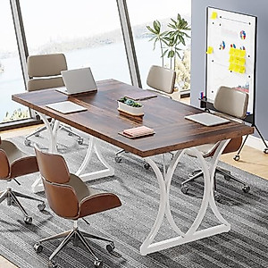 LITTLE TREE 63 “ Dx31“W x 30“ H Executive Desk, Farmhouse Large Computer Home Office Desk, Small Conference Room Table for 4-6 Person