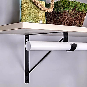 4 Packs of Heavy Duty Closet Shelf and Rod Bracket, Eau Black Closet Shelf Bracket with Rod Support Great for Both Shelf Storage and Closet Rod