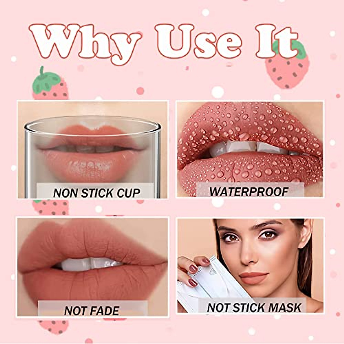 ZARICS 3PCS Nude Matte Lipstick Set, 24 Hour Superstay Natural Nude Lipstick Velvet Smooth Crayon Lip Stain, Long Lasting Waterproof Lip Gloss Lipstick for Women Makeup (Set C)