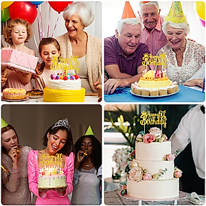 50th Birthday Cake Topper, Happy Birthday Cake Topper, Birthday Cake Toppers, Glitter Gold 50 Cake Topper, Happy 50th Birthday Cake Topper for 50th Fiftieth Birthday Party Decoration Supplies