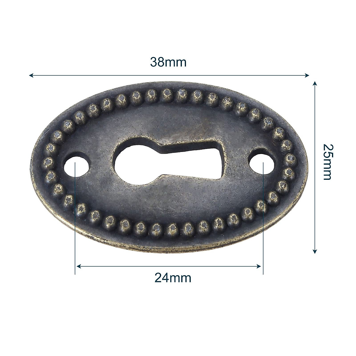 dophee 10Pcs Oval Stamped Antique Brass Decorative Keyhole Cover Plate, Keyhole Escutcheon Plate for Cabinet, Door, Dresser, Drawers, Desk Furniture Hardware