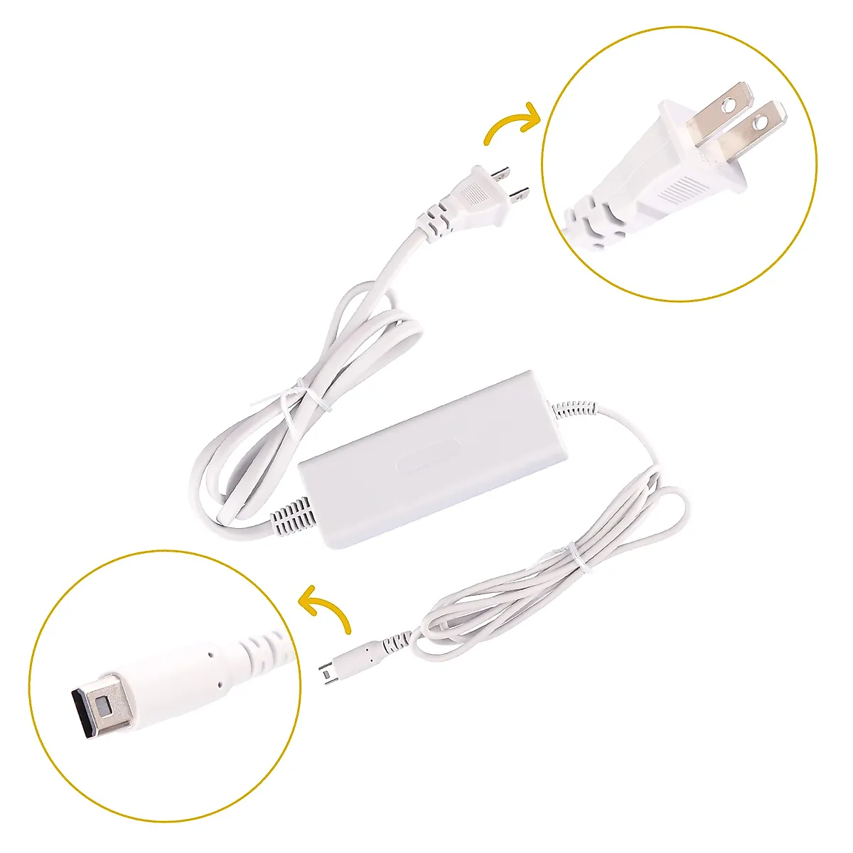 Charger Kits for Wii U Gamepad, AC Power Adapter Charger and USB Charging Cord for Nintendo Wii U Gamepad Remote Controller