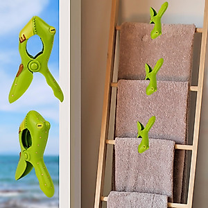 Beach Towel Clips for Chair Secure Clips for Beach Chairs Jumbo Size Plastic Clothes Pegs for Pool Lounger (Frog-A)