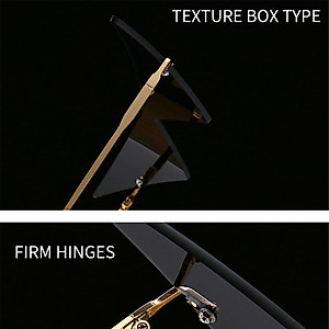 willochra Triangle One Piece Frameless Sunglasses For Women Trendy Ocean Lens Sun Glasses Men Party Prom Sunglasses (black)