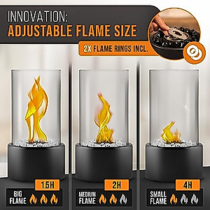 Flammtal Tabletop Fire Pit [4h Burning Time] - Indoor & Outdoor - Ethanol Table Top Fire Pit Bowl with Black & White Stones - Portable Fire Pit with 2 Combustion Chambers - Fire Bowl