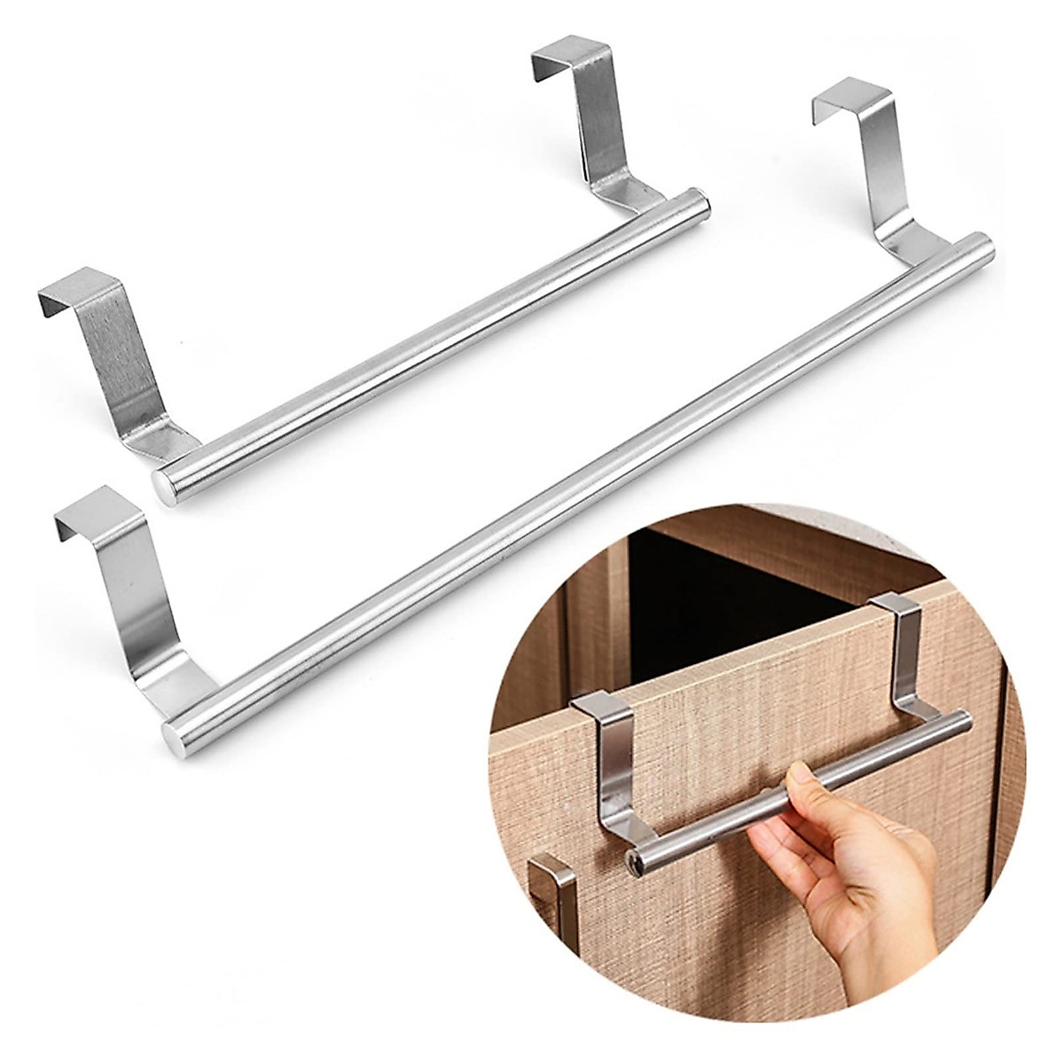 ZZZYW Stainless Steel Towel Rack Bathroom Towel Rack Kitchen Cabinet Door Hanging Storage Rack Wall-Mounted Towel Rack (Color : Small 23cm)