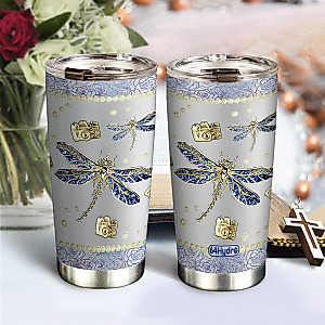 64HYDRO 20oz Dragonfly Gifts for Dragonfly Lovers, Valentines Day Gifts for Her, Birthday Gifts for Women, Mom, Daughter, Printed Jewelry Photographer Dragonfly Tumbler Cup, Travel Coffee Mug with Lid