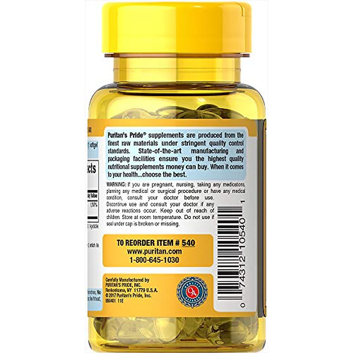 Puritans Pride Vitamin E-400 iu Naturally Sourced-100 Count (540)