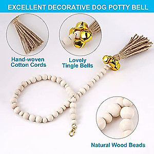 JAKI Dog Doorbell for Potty Training and Door Knob, 30.7inch Adjustable Hanging Bells for Dogs to Ring to Go Outside Sliding Door, Puppy Housetraining Door Bell (1PK, Rustic Gold)