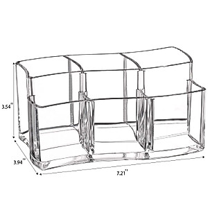 Tbestmax 6 Slot Acrylic Makeup Brushes Holder Organizer, Clear Eyebrow Pen Container Cosmetics Storage