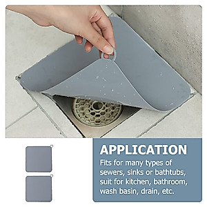 BESPORTBLE Bathtub Drain Plug 2pcs Tub Stoppers Silicone Floor Drain Anti- Odor Mat Square Drain Plugs Sewer Cover Bathtub Hair Stopper for Kitchen Bathroom Toilet 12cm Grey Tub Drain Stopper