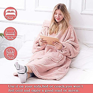 VAE Oversized Blanket Hoodie,Wearable Soft Sherpa Fleece Snuggle Blanket Hoodie Adult for Women Men Teens