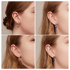 BISAER 925 Sterling Silver Huggie Hoop Earrings Filigree Hoop Earrings for Women Hypoallergenic Jewelry