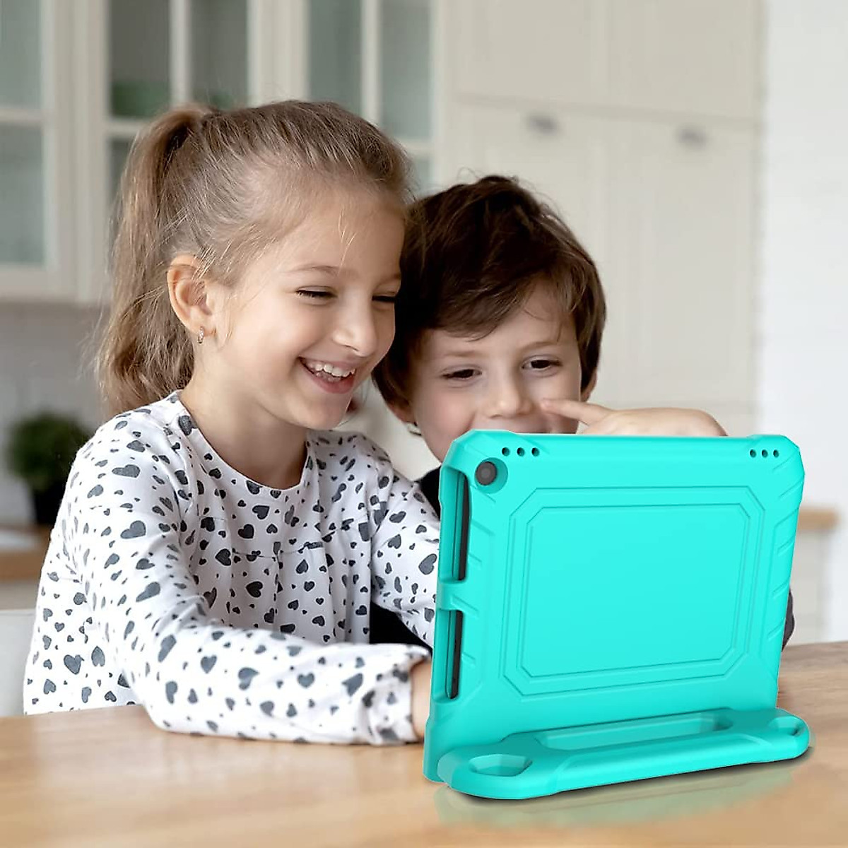 DJ&RPPQ New 1 0in Tablet Case for Kids Built-in Screen Protect, Incompatible with Samsung iPad TCL, Lightweight Durable Shockproof Kids Friendly Case- Turquoise