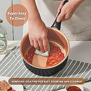 Cupertino 2 Quart Saucepan with Lid, Non Stick Copper Pot, 2 QT Small Pot for cooking, Sauce Pan Set Nonstick, Induction Compatible, Dishwasher & Oven Safe, PFOA Free