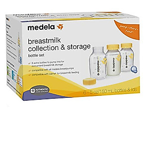Medela Breast Milk Collection and Storage Bottles, 6 Pack, 5 Ounce Breastmilk Container, Compatible with Medela Breast Pumps and Made Without BPA (Pack of 3)