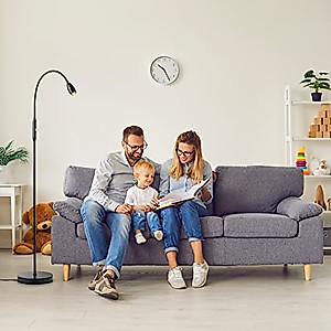 O’Bright Ray – Adjustable LED Beam Floor Lamp, Dimmable and Zoomable Spotlight, Flexible Gooseneck, Reading / Crafting Standing Lamp, Work Table Light, Matte Black