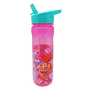 Trolls Reusable 600ml PP Water Bottle with Straw for Kids-Official Merchandise by Polar Gear Drinking School Nursery Sports Picnic BPA Free, Plastic, Pink