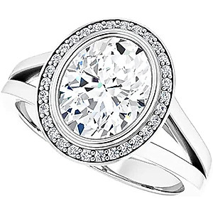 Moissanite World 2 CT Oval Cut Colorless Moissanite Engagement Ring Wedding Ring Set Solitaire Classic Halo Solid Sterling Silver Vintage Antique Anniversary Promise Ring Gift for Her (5)