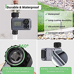 Sprinkler Timer, Garden Hose Faucet Timer Outdoor with Rain Delay/Manual/Child Lock/Automatic Watering System, Programmable Watering Irrigation Timer for Lawn Yard, 1 Outlet