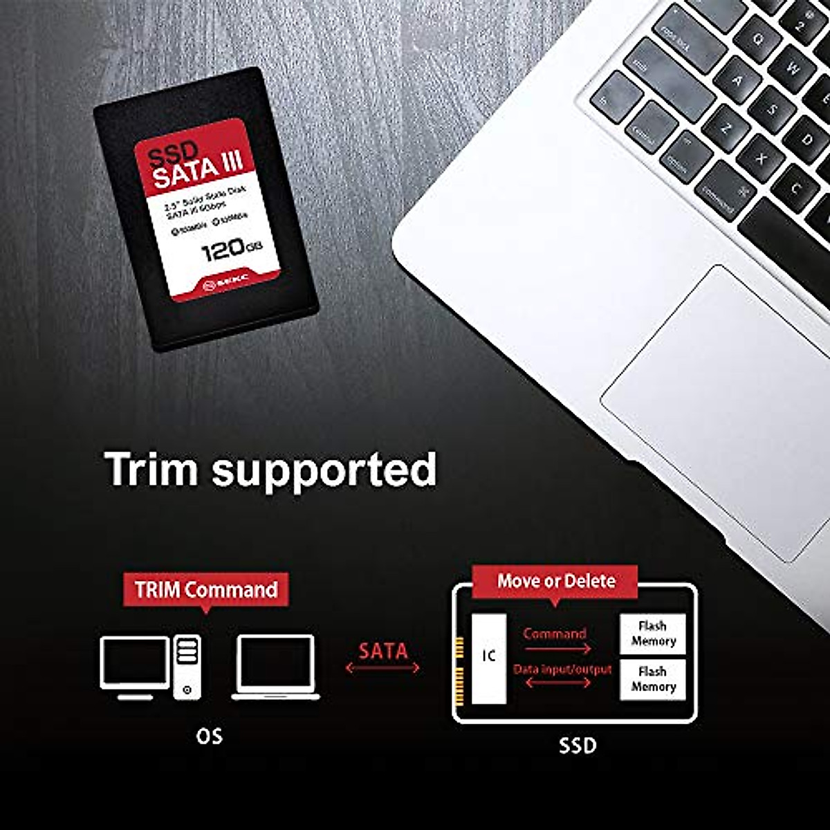 SEKC 120GB SSD SATA III 6 Gb/s, Up to 550/530 MB/s Read/Write Speed, Internal 2.5" 7mm (SS310120G)