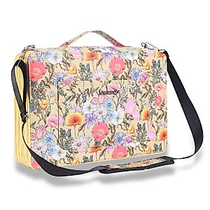 Shulaner Colored Pencil Case 128 Large Slots Holds 384 Pencils or 256 Gel Pens with 4 Layer Zipper Closure High Capacity Pen Organizer for Painter or Artist Yellow Flower