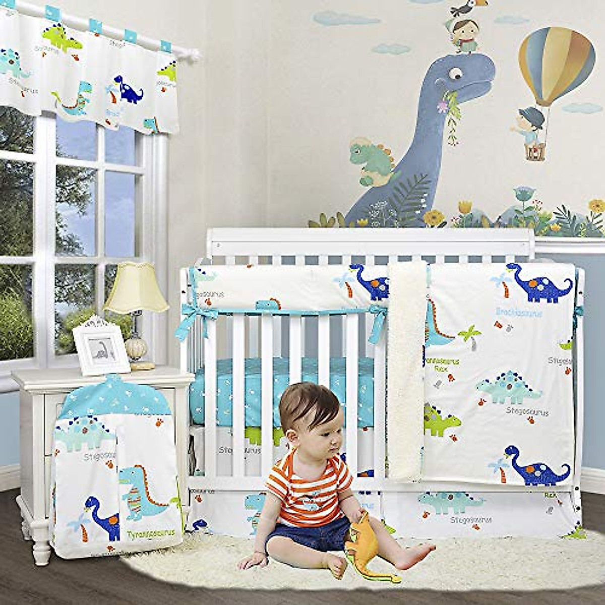 Brandream Baby Diaper Bag Boys Dinosaur Diaper Stacker Cute Aniaml Baby Crib Nursery Hanging Diaper Stacker, 100% Cotton