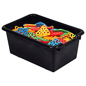 ECR4Kids Scoop Front Storage Bin, Multipurpose Organization, Black, 5-Piece