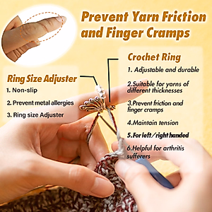 SGIBYN 8 Pack Adjustable Crochet Yarn Tension Ring for Crocheting, Crochet Ring for Finger, Peacock Cat Crochet Knitting Rings for Tension