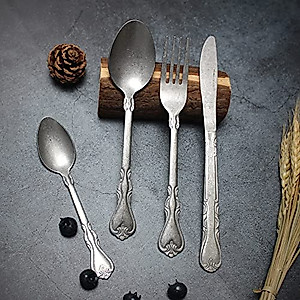 Silverware Set for 8 Flatware Cutlery Unique Retro Luxury Stainless Steel Tableware Utensil Set Knives Forks Spoons,Dinnerware Sets for Party Kitchen 40-piece