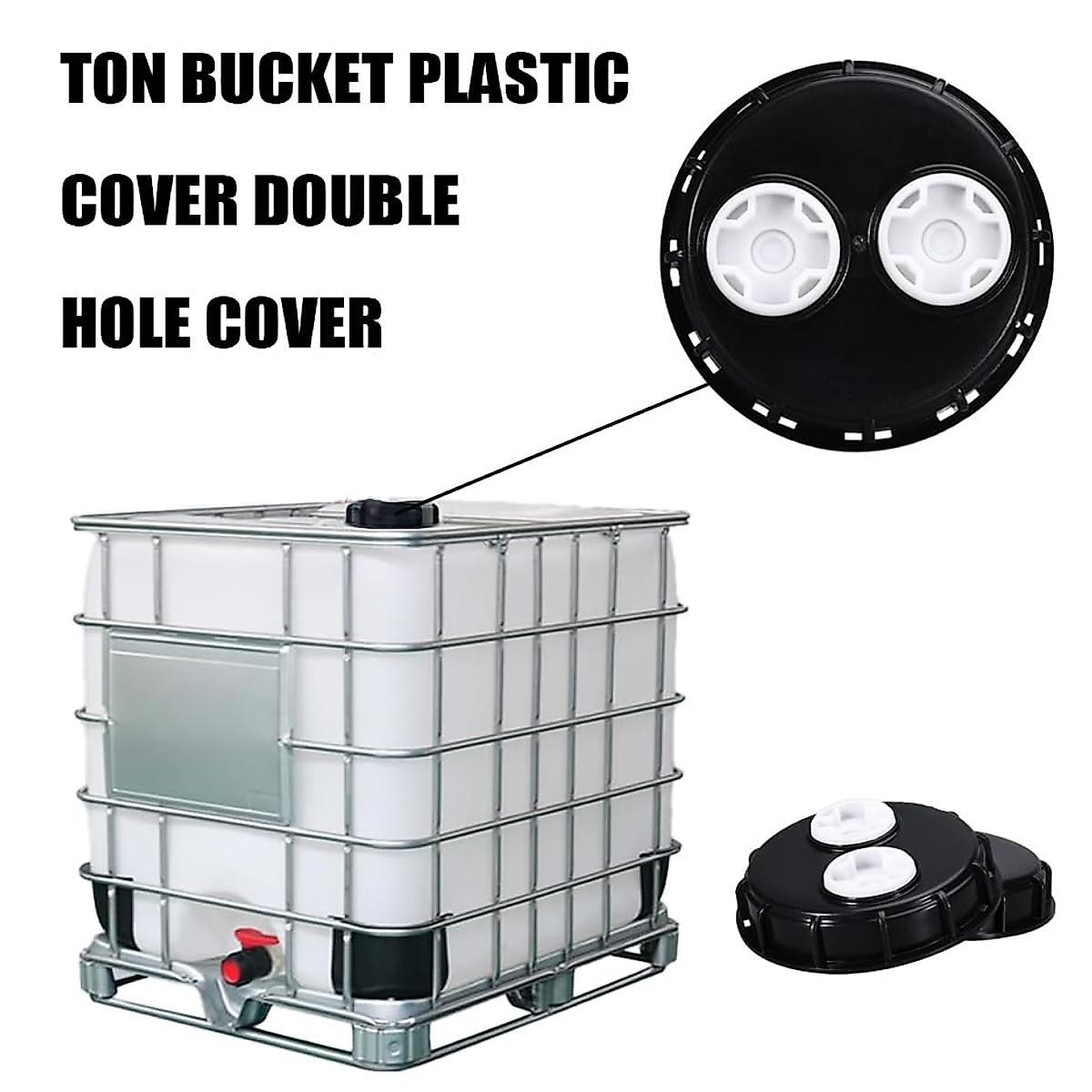 IBC Tank Lids Cover IBC Tote Lid Cap 163mm for Chemical and Other Industries,275-330 Gallon (Black Double Blind Cover)