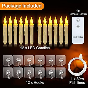 ARLBA Halloween Decoration,12Pack Floating LED Candles with Remote Control,Hanging Floating Candles for Harry Potter,Witch Halloween Decor for Window Festive Holiday Birthday Wedding Party Home Décor