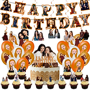 Gilmore Birthday Party Decoration, Include Birthday Banner, Cake Topper, Latex Balloons, Hanging Swirls for Gilmore TV Show Theme Kids Fans Birthday Party Supplies