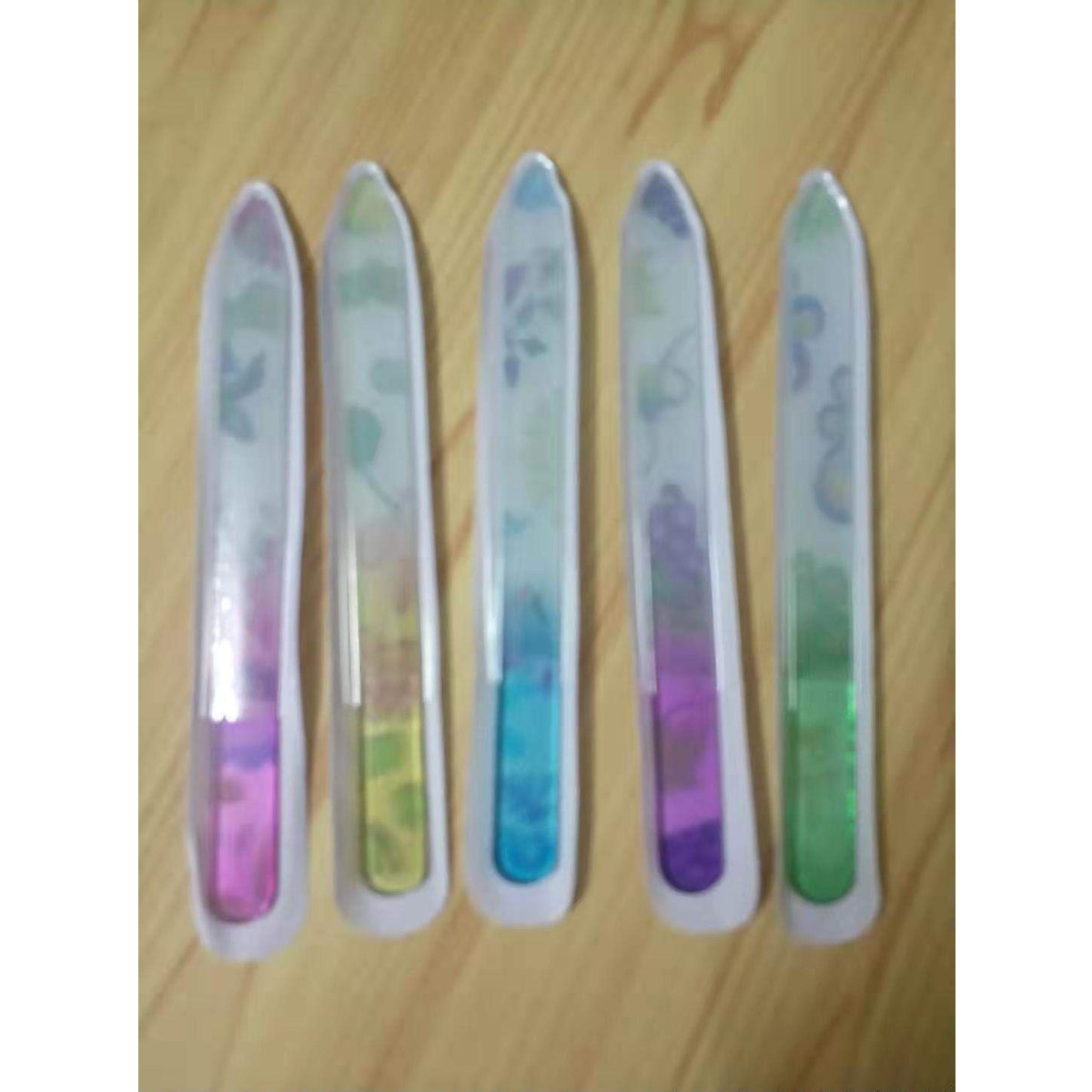 Premium Crystal Glass Nail Files Manicure Set, Professional Double Sided Pedicure Files - Best Glass Nail Files for Natural Nails - Colorful Flower Pattern - 5 Pieces