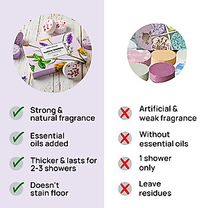 DAISY ENCENS Aromatherapy Shower Steamers for Home Spa Relaxation, 6 Pack Shower Bath Bombs with Pure Essential Oils, Moisturizes Skin, Self Care and Pampering Gifts for Her, Lavender, Rose