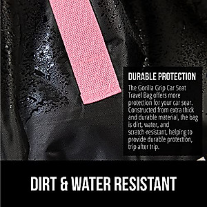 Gorilla Grip Car Seat Travel Bag, Water Dirt and Tear Resistant, Easy Carry Padded Backpack Covers for Airplane, Gate Check Bags Infant Booster Convertible Carseat Air Plane Cover, Pink