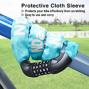 NDakter Bike Chain Lock, 5-Digit Combination Anti-Theft Bicycle Lock, 3.2/4.27 feet Long Security Resettable Bike Locks Heavy Duty for Bike, Bicycle, Scooter, Motorcycle, Door, Gate, Fence