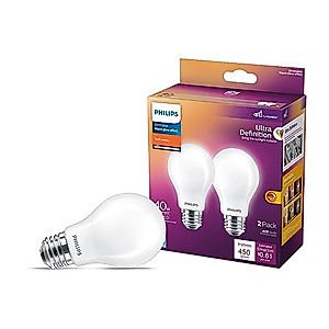 Philips LED Flicker-Free Frosted Dimmable A19 Light Bulb - EyeComfort Technology - 800 Lumen - Soft White (2700K) - 8W=60W - E26 Base - Title 20 Certified - Ultra Definition - Indoor - 8-Pack