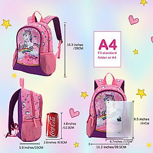 HAPPYSUNNY Toddler Backpack Reversible Sequin 13 Inch Lightweight for Preschool and Kindergarten Children, Kid Backpack, Mini School Bag Bookbag for 3-5 Years Girls