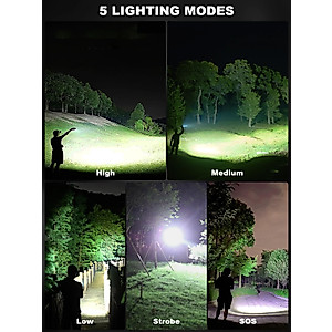 Flashlights High Lumen Rechargeable, 990,000 Lumens Super Bright LED Flashlight, High Powered Flash Light with 5000 mAh Capacity, Waterproof Handheld Flashlight for Camping Hiking(2 Pack)