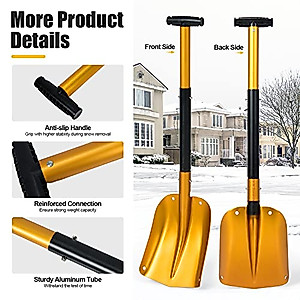 Goplus Snow Shovel for Car, 22”-32.5” Collapsible Portable Emergency Snow Removal Tool for Driveway Snowmobile Trunk, Lightweight Aluminum