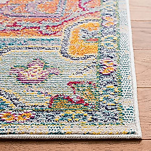 SAFAVIEH Crystal Collection Area Rug - 8' x 10', Light Blue & Fuchsia, Medallion Distressed Design, Non-Shedding & Easy Care, Ideal for High Traffic Areas in Living Room, Bedroom (CRS501B)