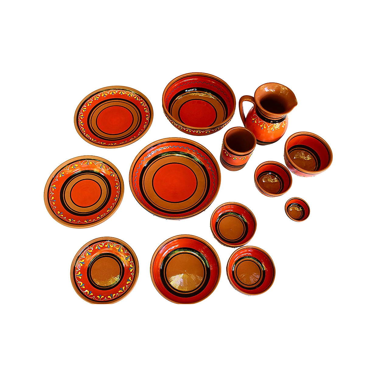 Canyon Cactus Ceramics Spanish Terracotta Set Of 3 Small Dipping Bowls, Orange