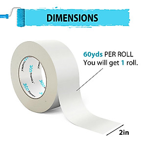 360Tronics White Painters Tape Multi-Surface Tape, 2 in x 60 Yards Painter's Tape White for Wall Painting, Labeling, DIY Projects, Protects Surfaces and Removes Easily, 1 Roll